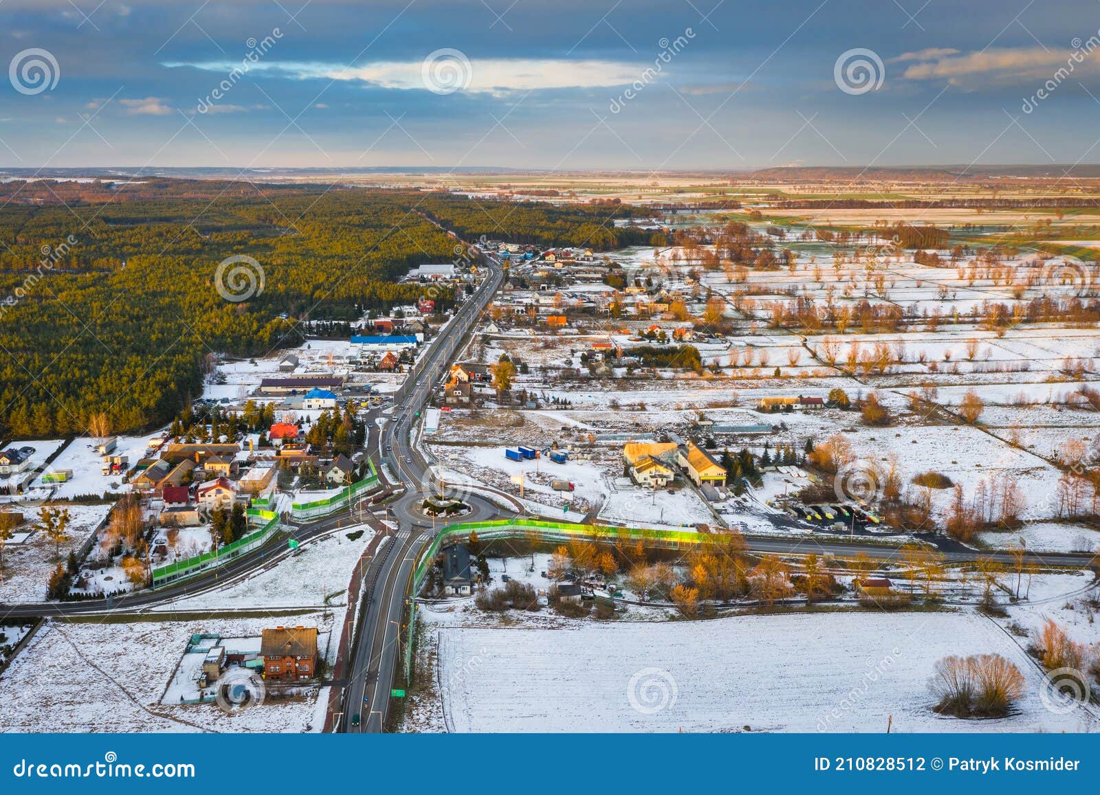 Aerial Scenery with Roundabout at Winter in Poland Stock Photo - Image ...