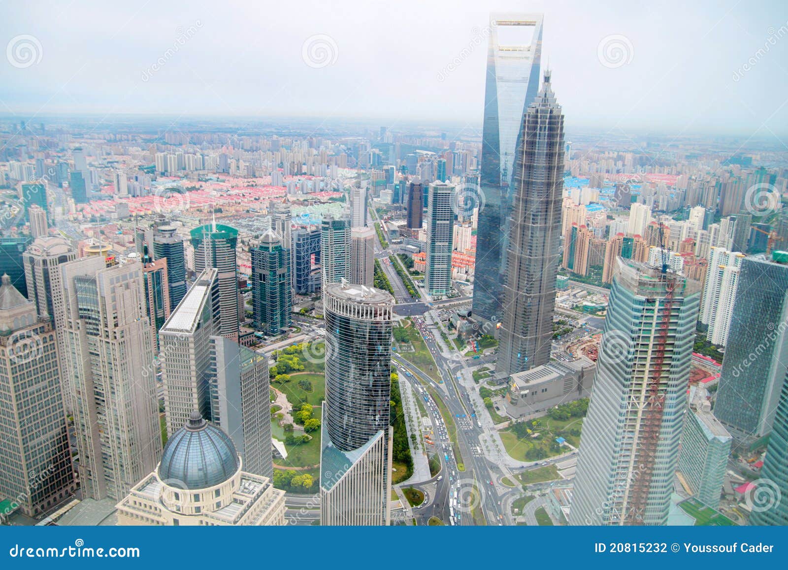 Aerial Shanghai stock photo. Image of skyscrapers, view - 20815232