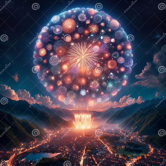 Aerial Shells Large, Spherical Fireworks that Explode Stock ...