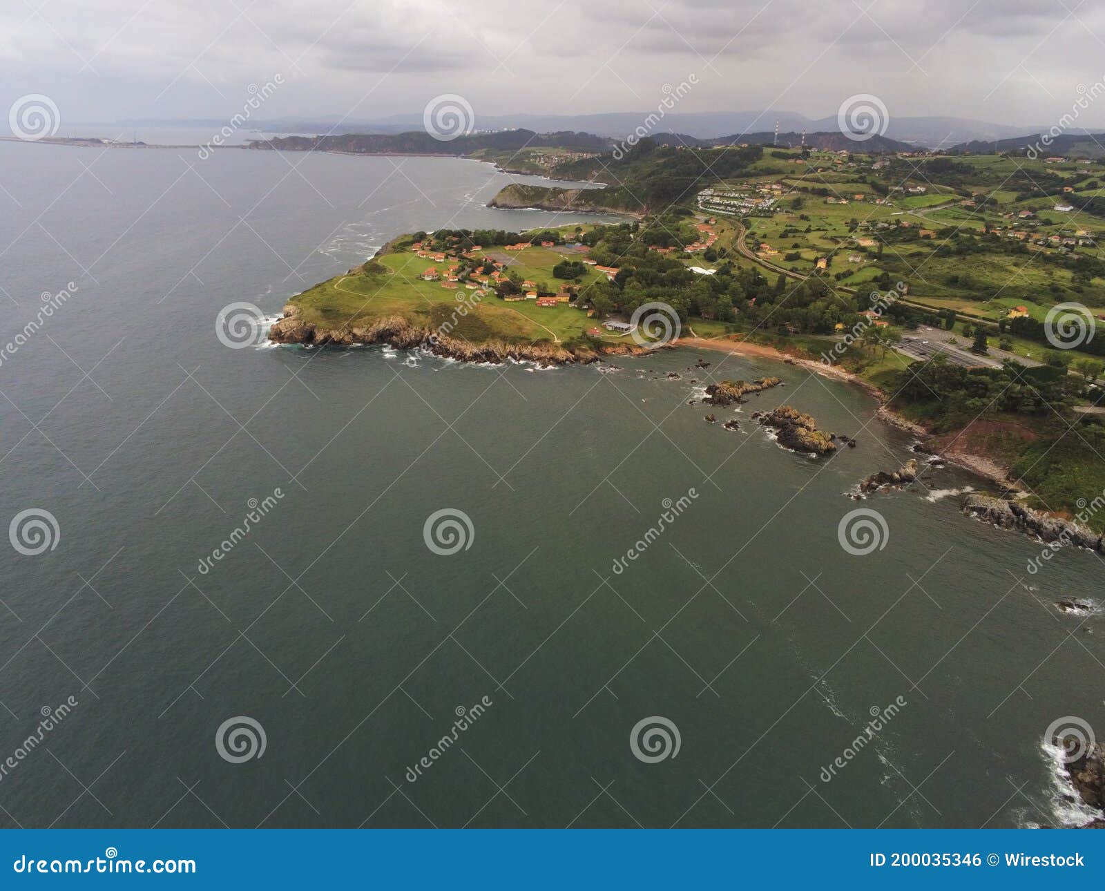 Aerial Shot of a Beach in Astarius, Spain Stock Photo - Image of ...