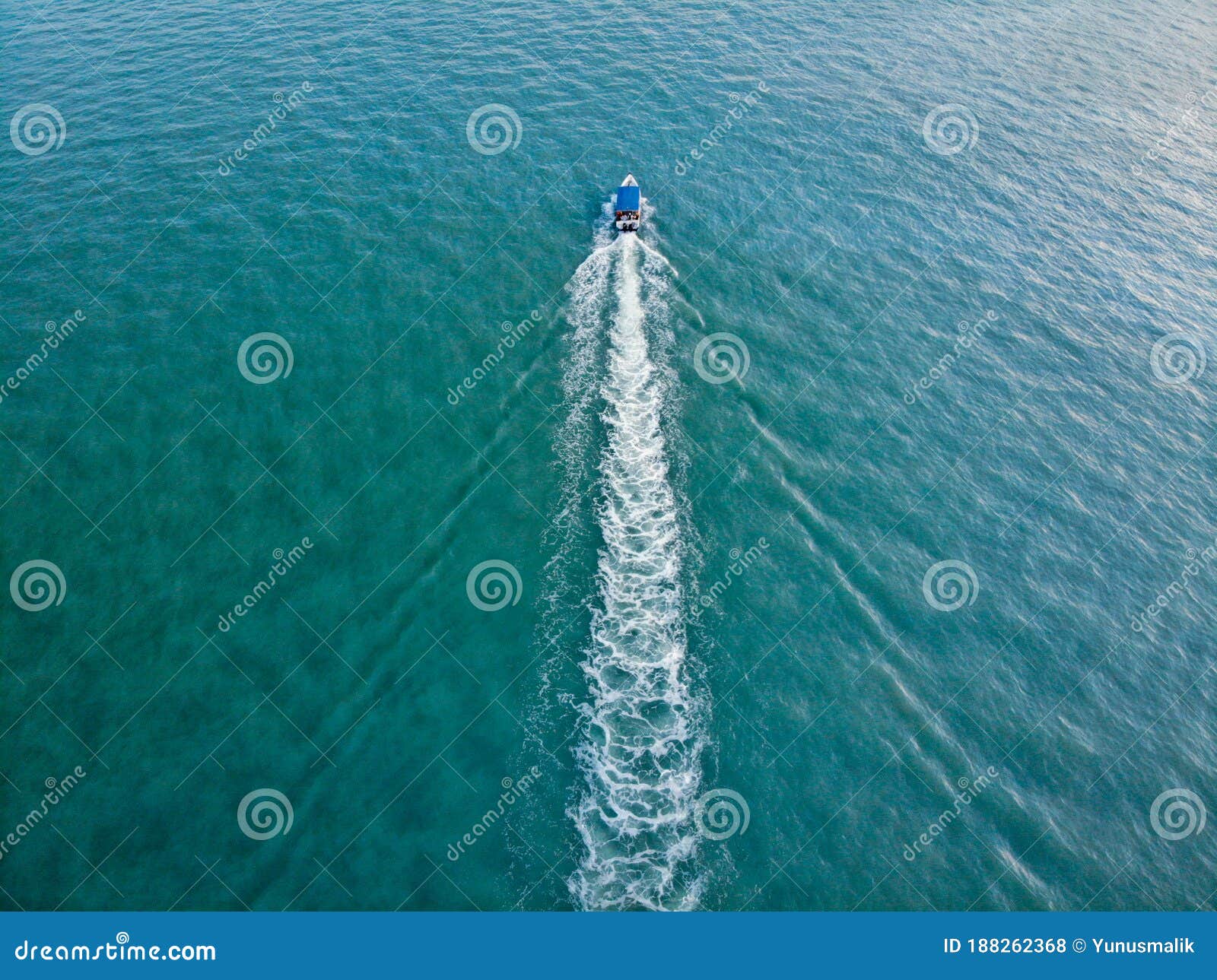 Aerial Shot of Boat Crossing the Ocean. Stock Photo - Image of horizon ...