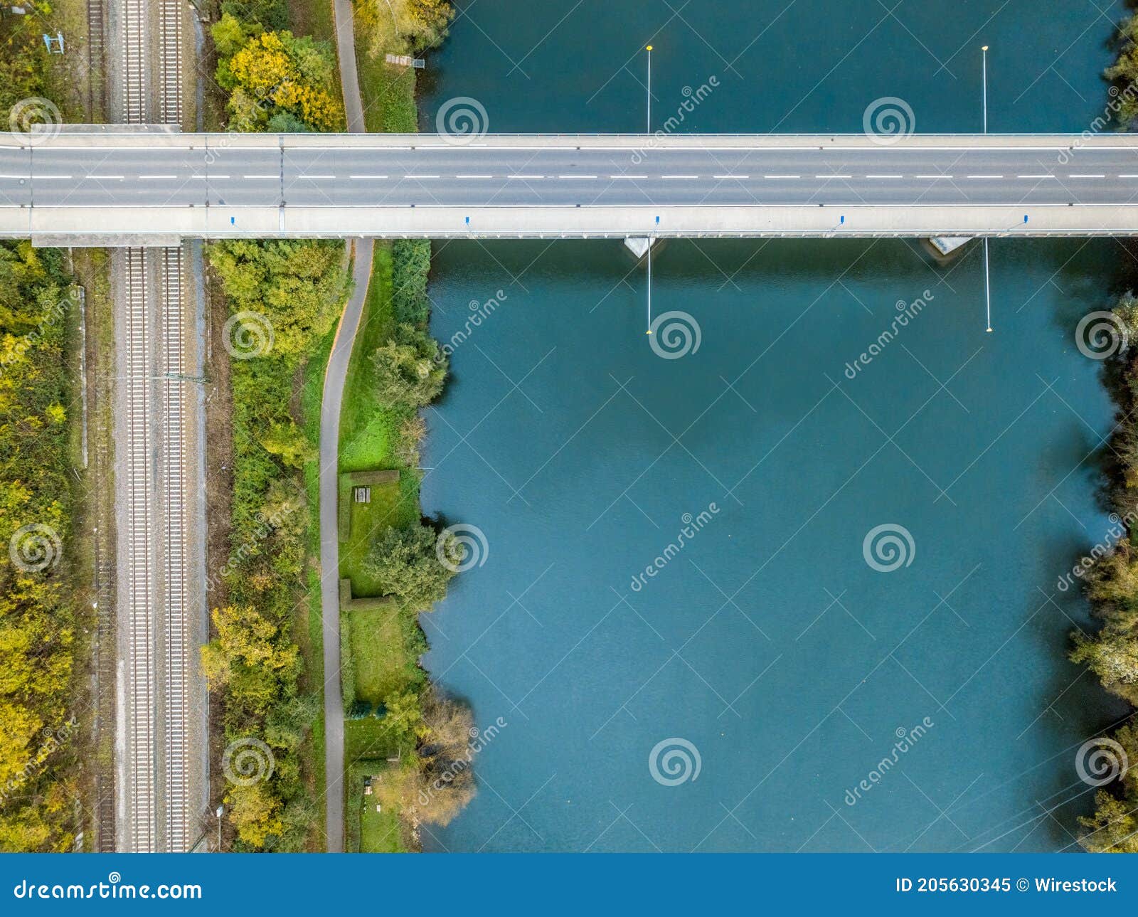 Aerial Shot of a Bridge Road Over a River Stock Image - Image of ...