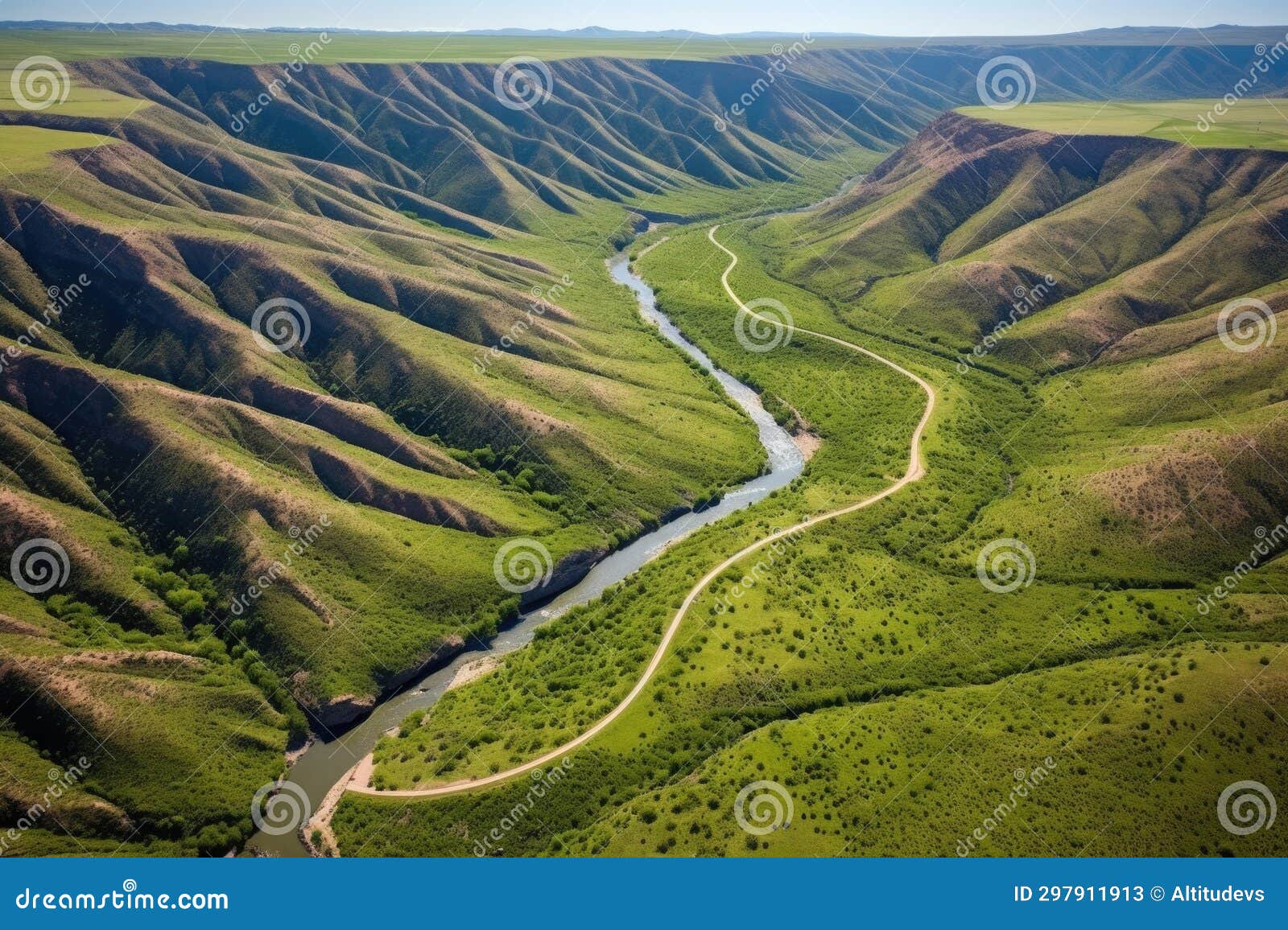 Aerial Shot of a Canyons Meandering River Course Stock Image - Image of ...