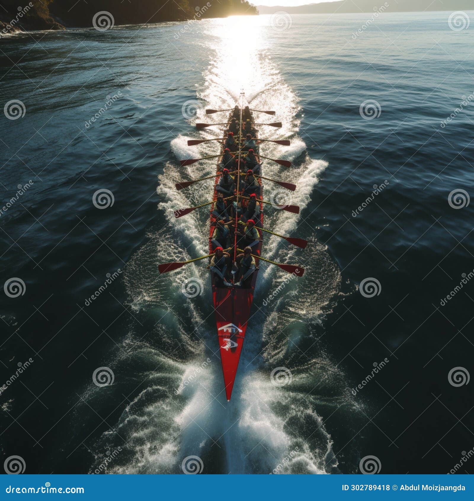 Aerial Shot Capturing Rowers in the Sea, Displaying Synchronized ... Aerial Shot Capturing Rowers in the Sea, Displaying Synchronized ...