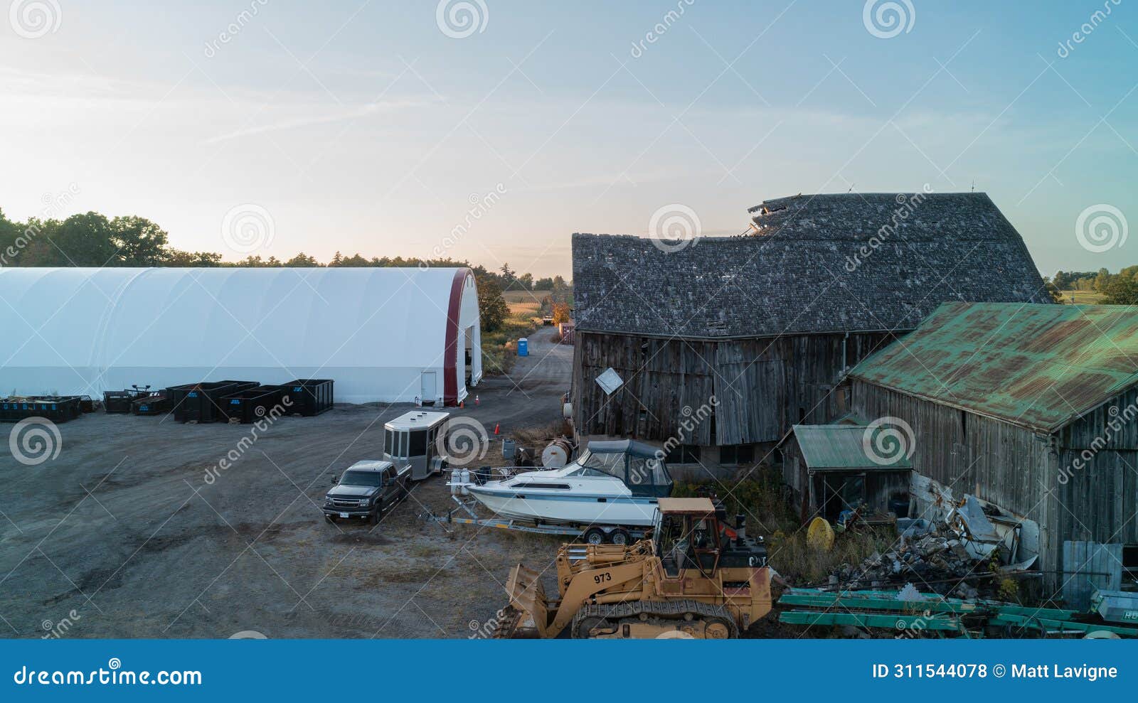An Aerial Shot of a Dilapidated Barn on a Farm Stock Photo - Image of ...