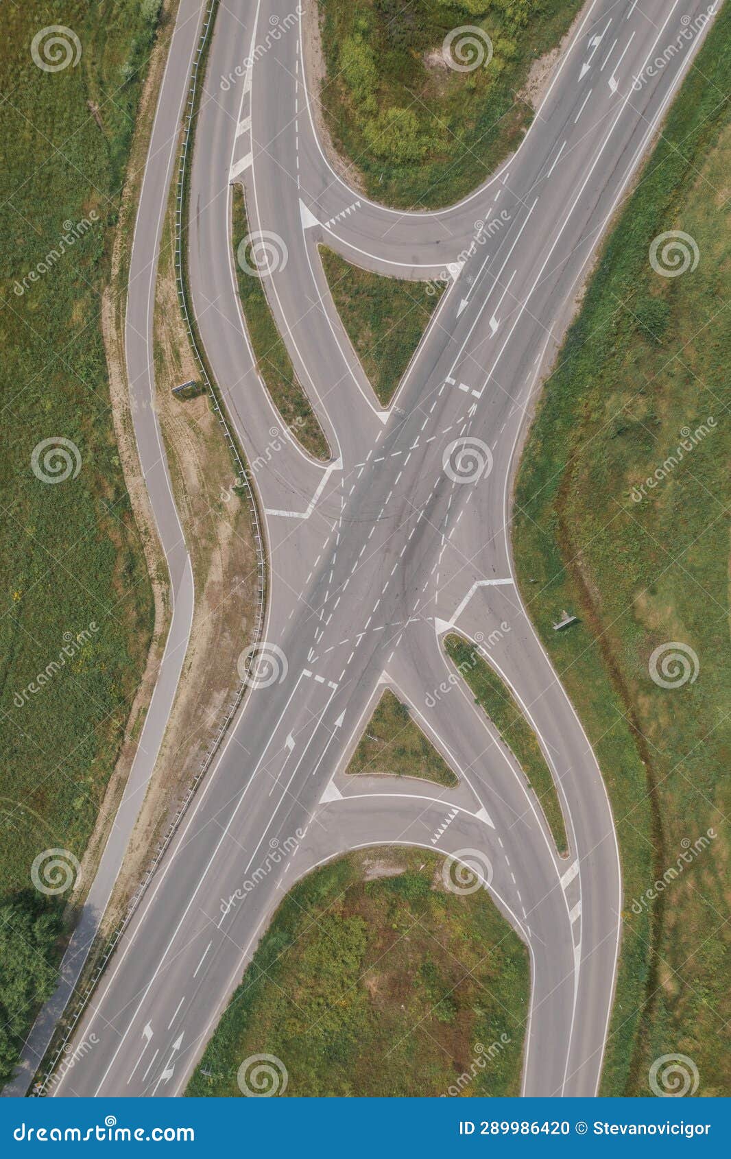 Aerial Shot of Empty Road Intersection from Drone Pov Stock Photo ...