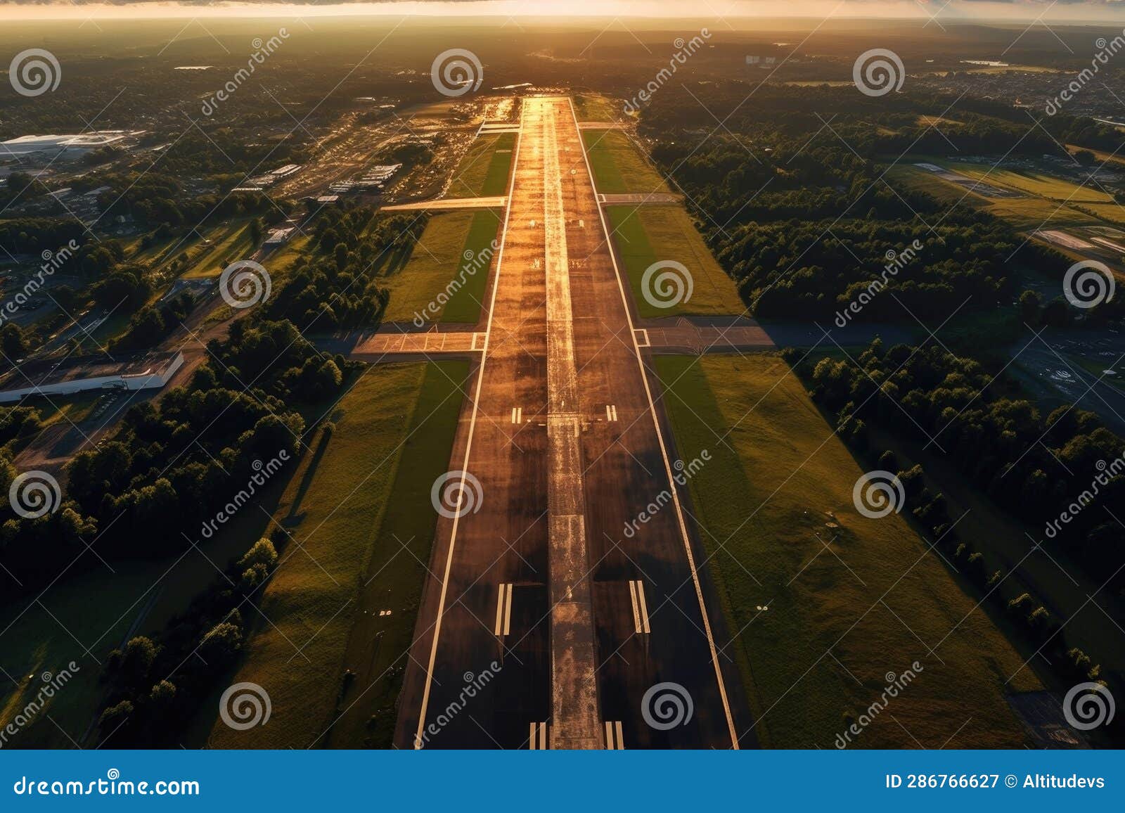 Aerial Shot of an Empty Runway with Clear Markings Stock Image - Image ...