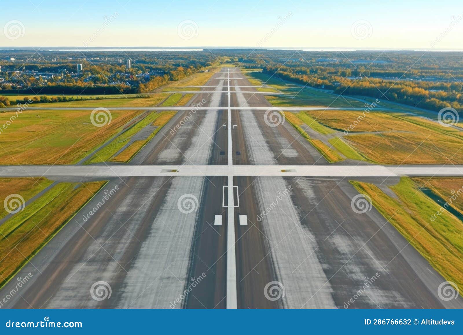 Aerial Shot of an Empty Runway with Clear Markings Stock Photo - Image ...