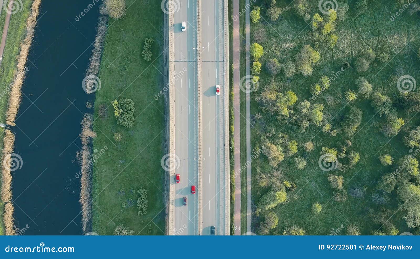 Aerial Shot of a Highway in the Evening, Top Down View Stock Image ...