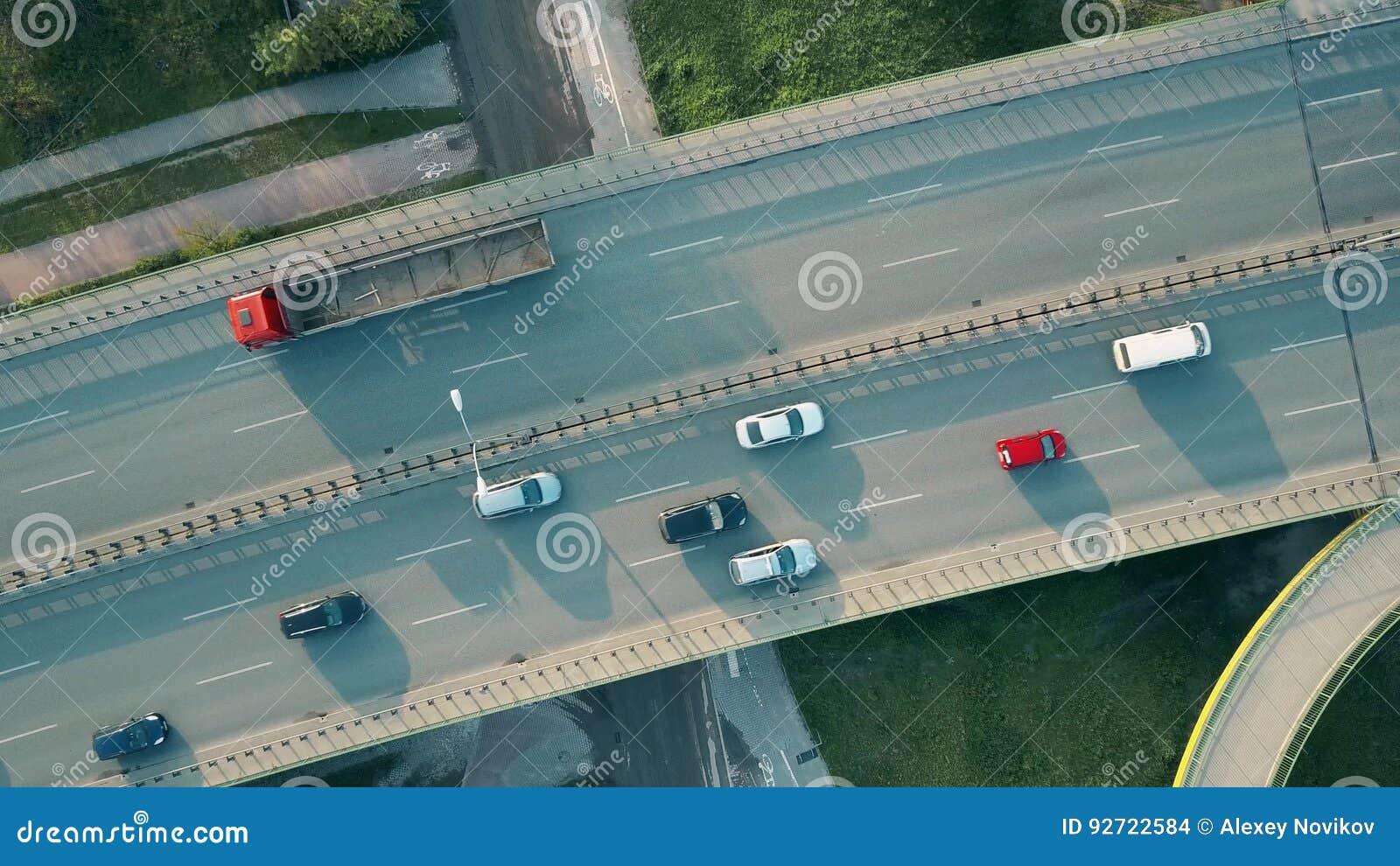 Aerial Shot of a Highway in the Evening, Top Down View Stock Photo ...