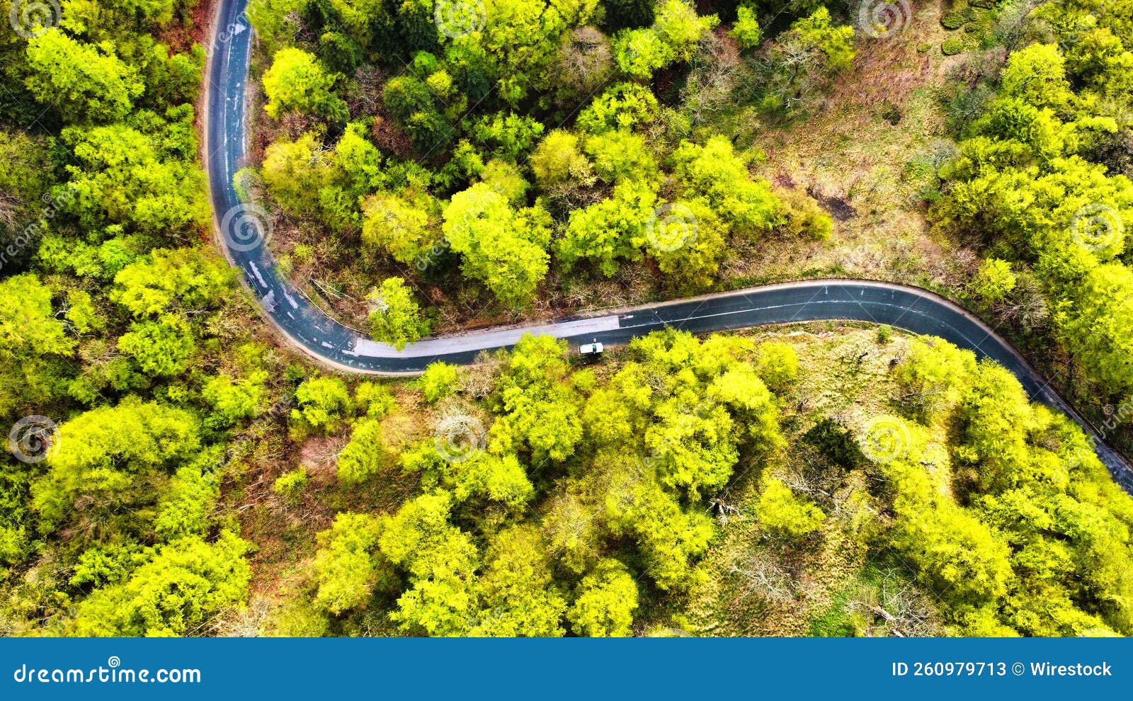 Aerial Shot of a Highway in the Middle of the Forest Stock Image ...