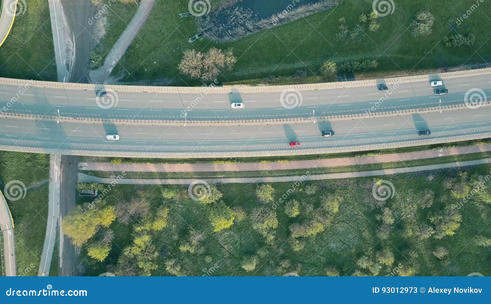 Aerial Shot of a Highway at Sunset, Top Down View Stock Image - Image ...