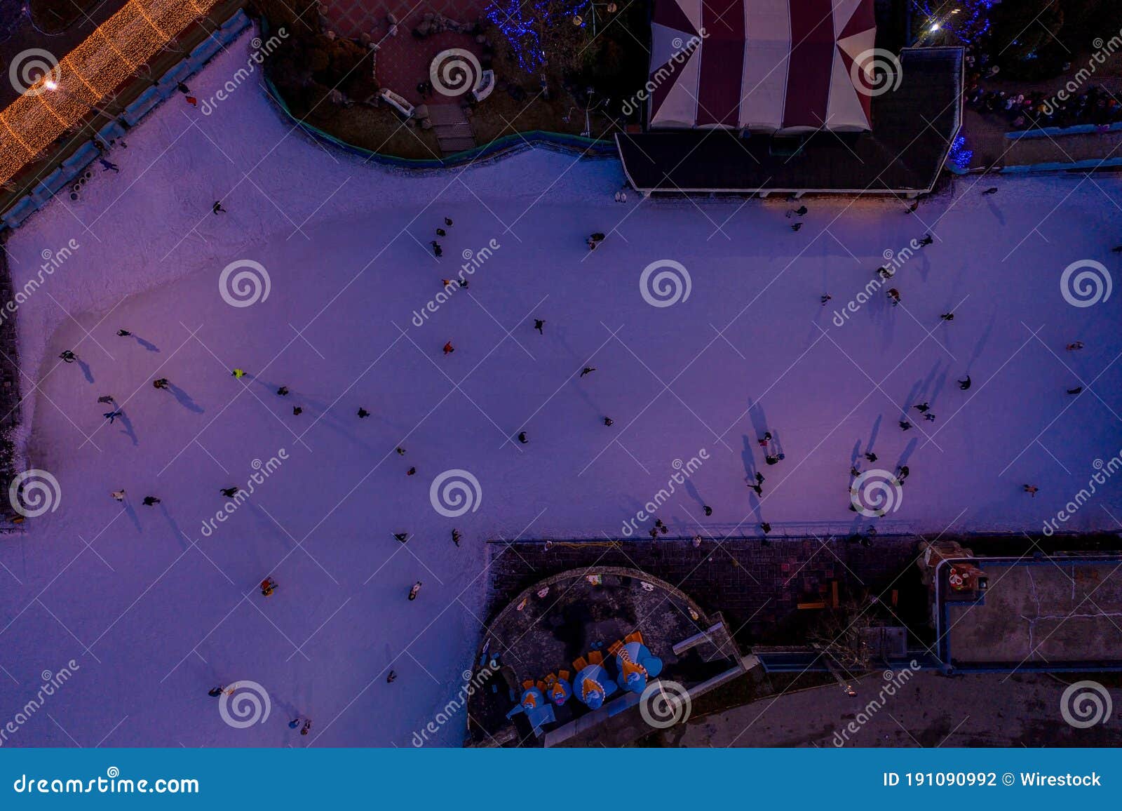 Aerial Shot of an Ice Skating Rink at Night Stock Photo - Image of shot ...