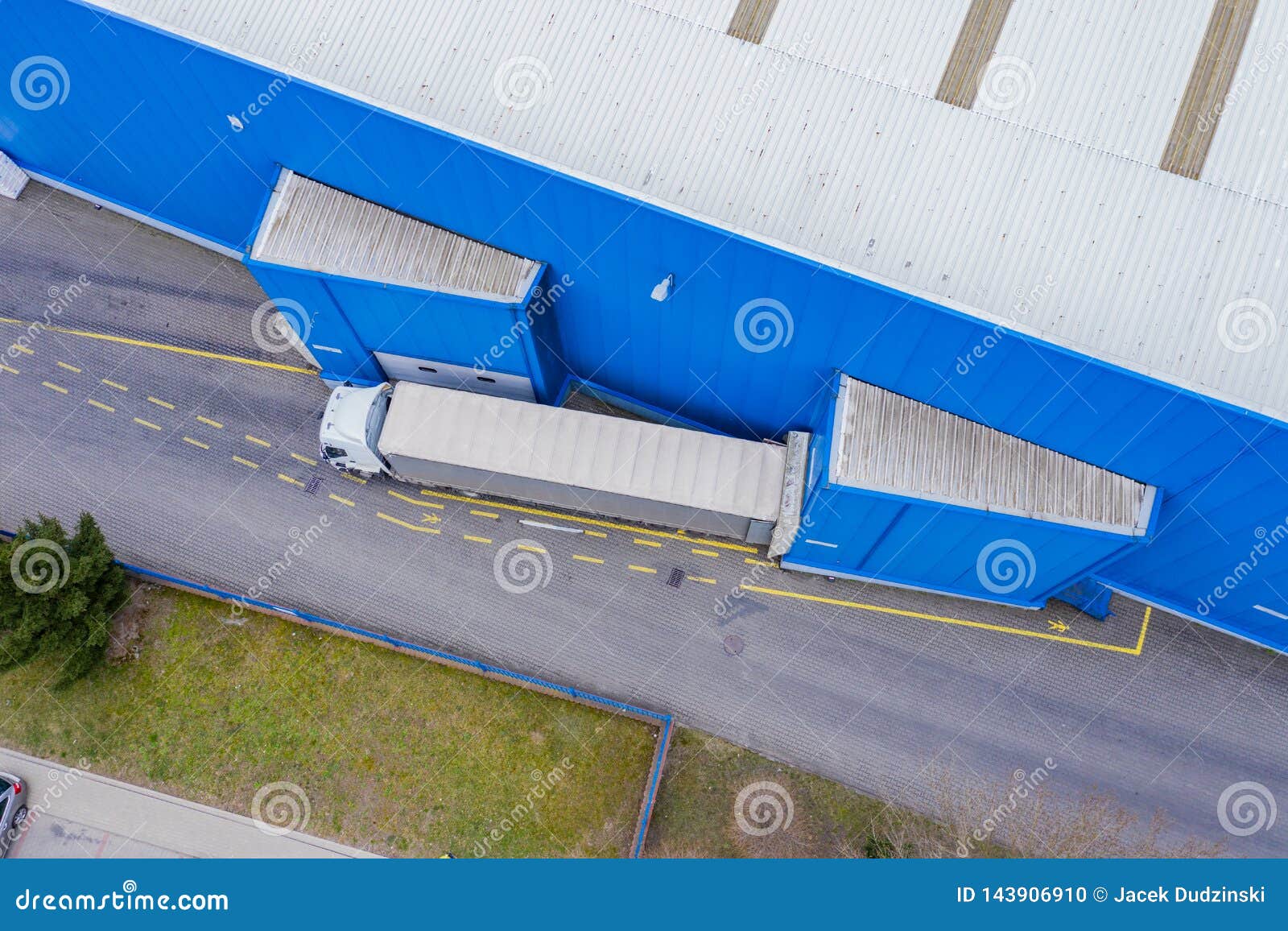 Aerial Shot of Industrial Warehouse/ Storage Building/ Loading Stock ...