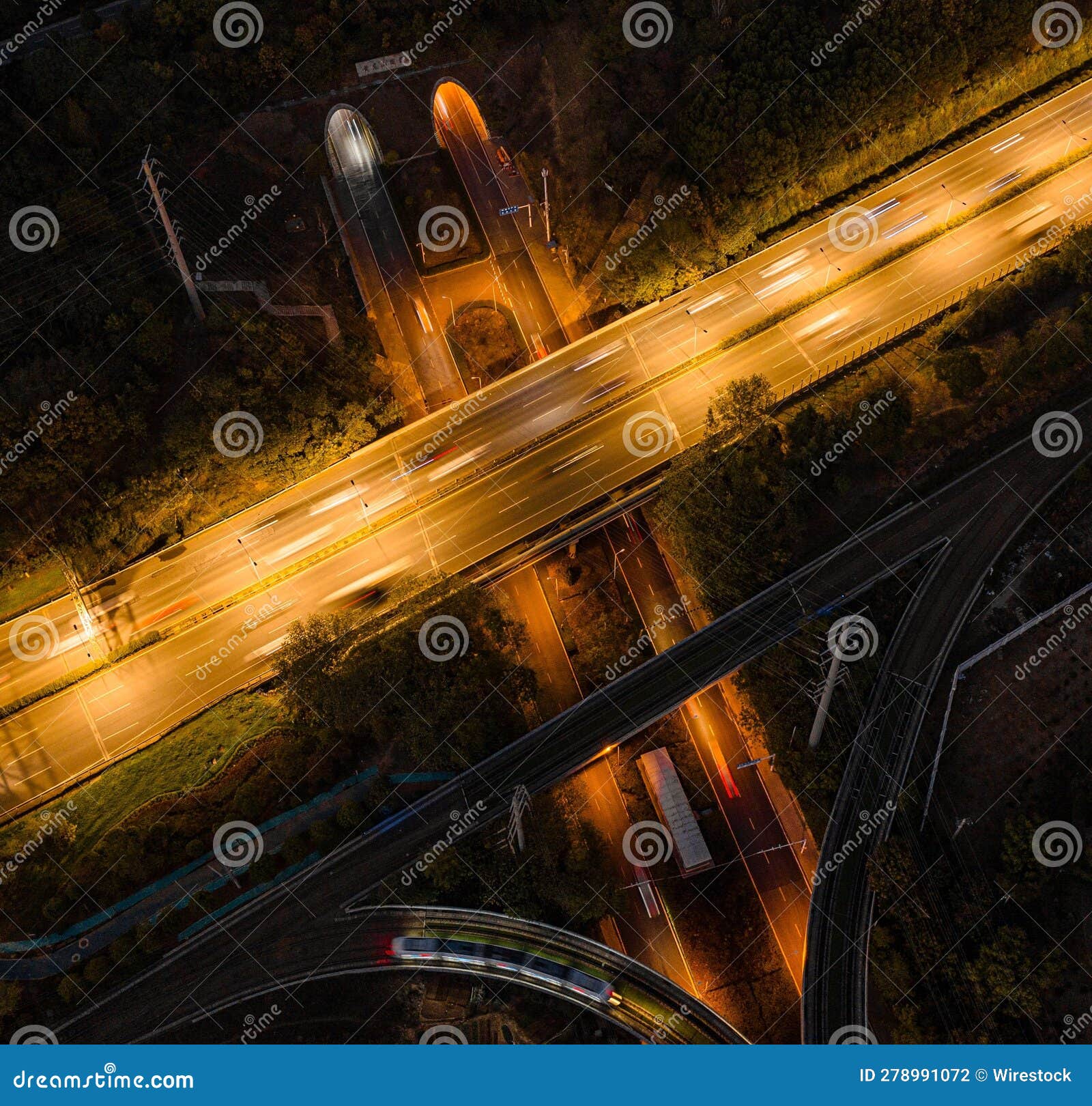 Aerial Shot of an Intersection between Two Highways. Stock Photo ...