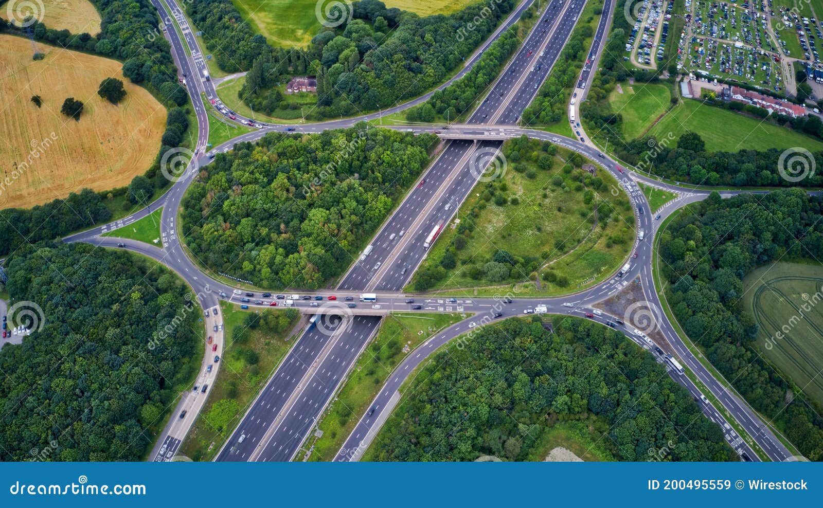 Aerial Shot of a Junction in UK, M1 Motorway Stock Image - Image of ...