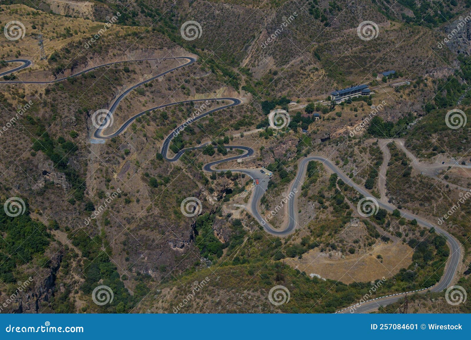 Aerial Shot of a Landscape with a Curved Highway Stock Image - Image of ...