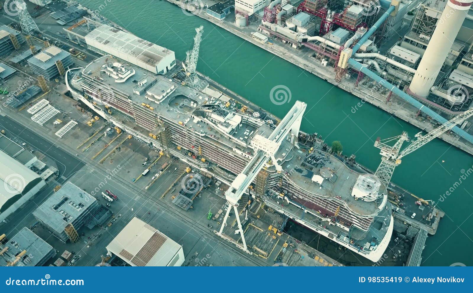 Aerial Shot of Modern Hi-tech Cruise Ship Under Construction at the ...
