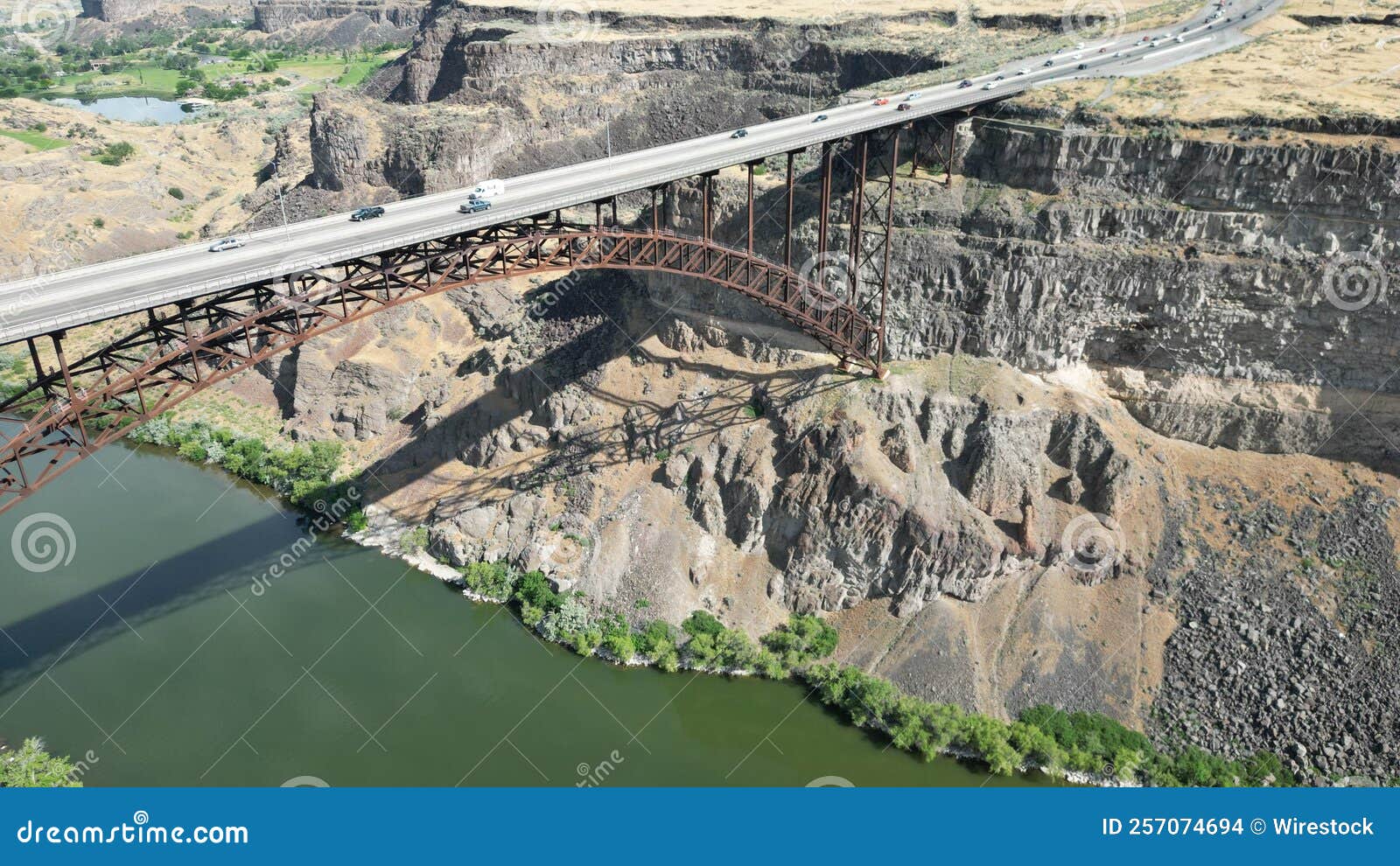 Aerial Shot of the Perrine Bridge Over the Snake River Stock Photo ...
