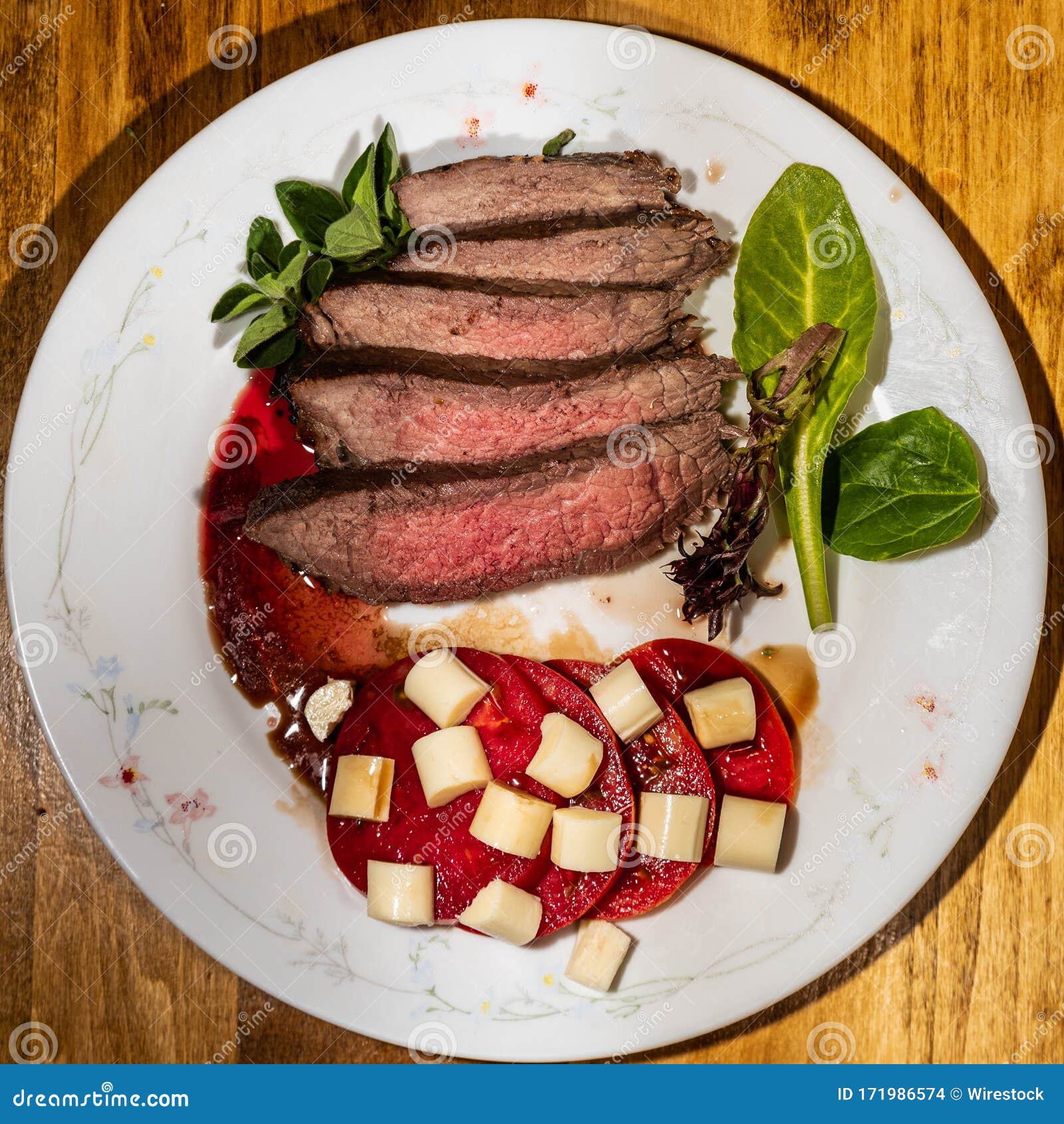 Aerial Shot of a Rare Cooked Meat Stock Photo - Image of dinner, pepper ...