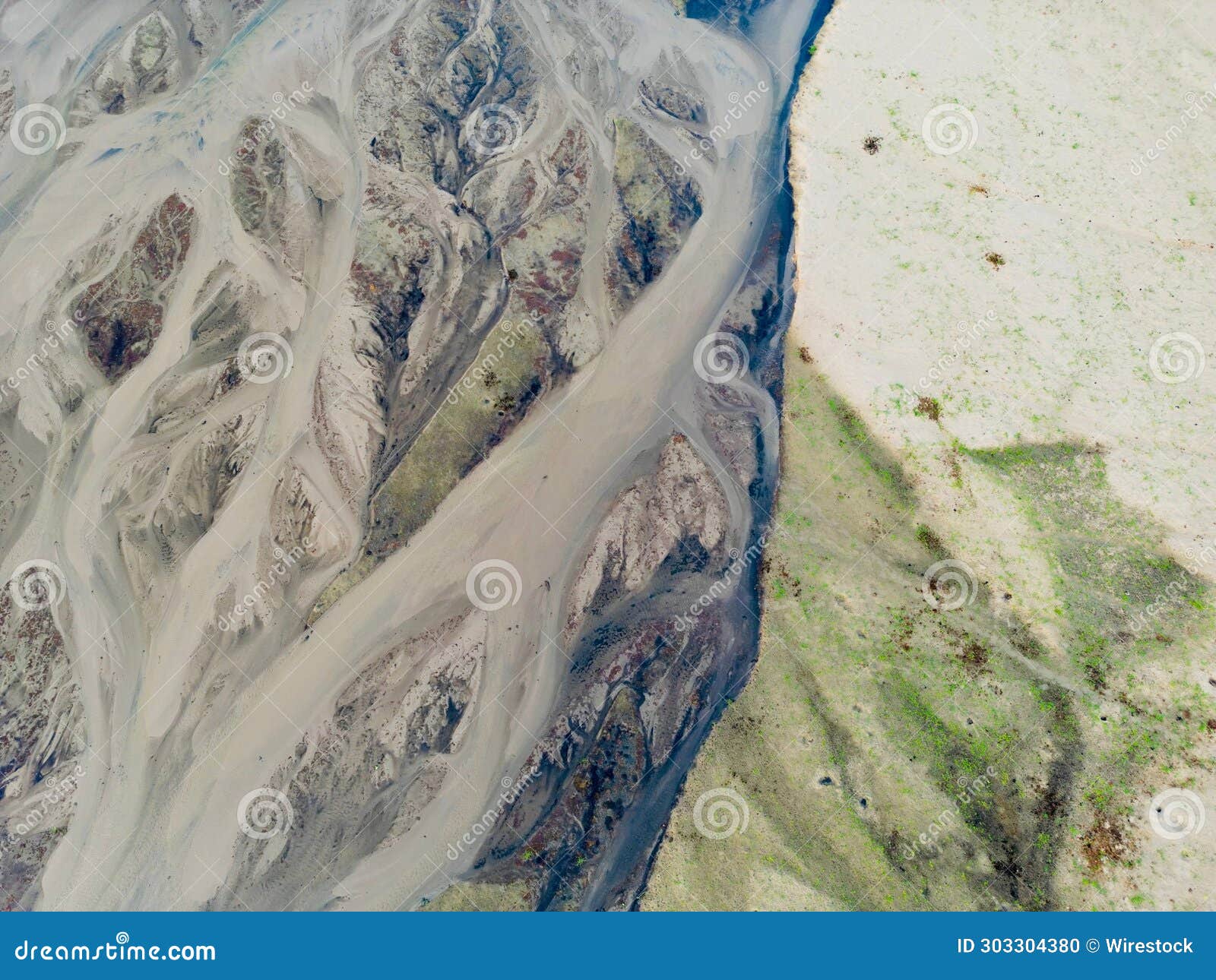 This is an Aerial Shot of the River Bed Where Water is Running Stock ...