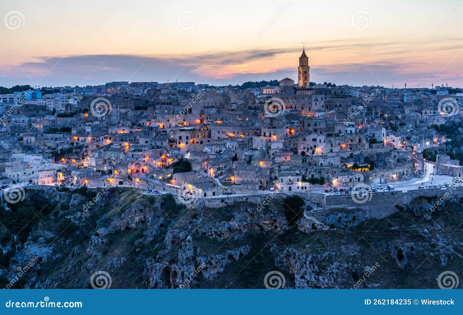 Aerial Shot of Sassi Di Matera at Sunset Stock Image - Image of europe ...
