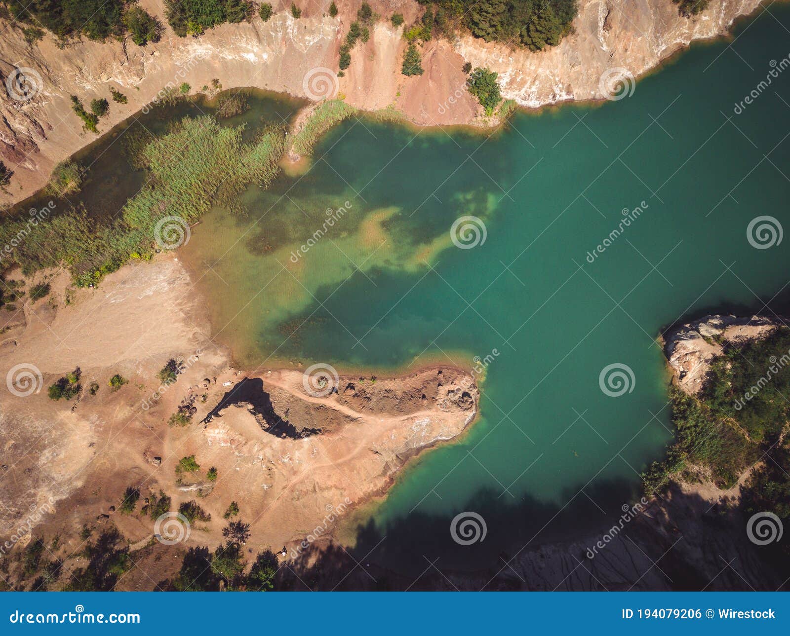 Aerial Shot of Seaside, Cliffs, and Trees Stock Photo - Image of ...