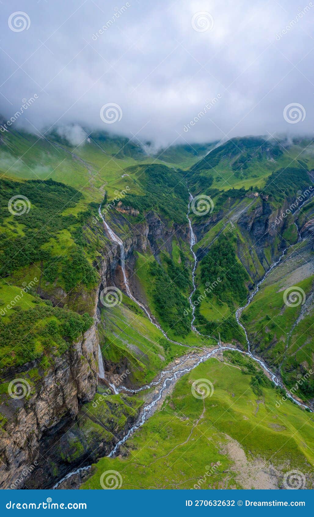 Aerial Shot of Several Large Waterfalls Stock Photo - Image of ...