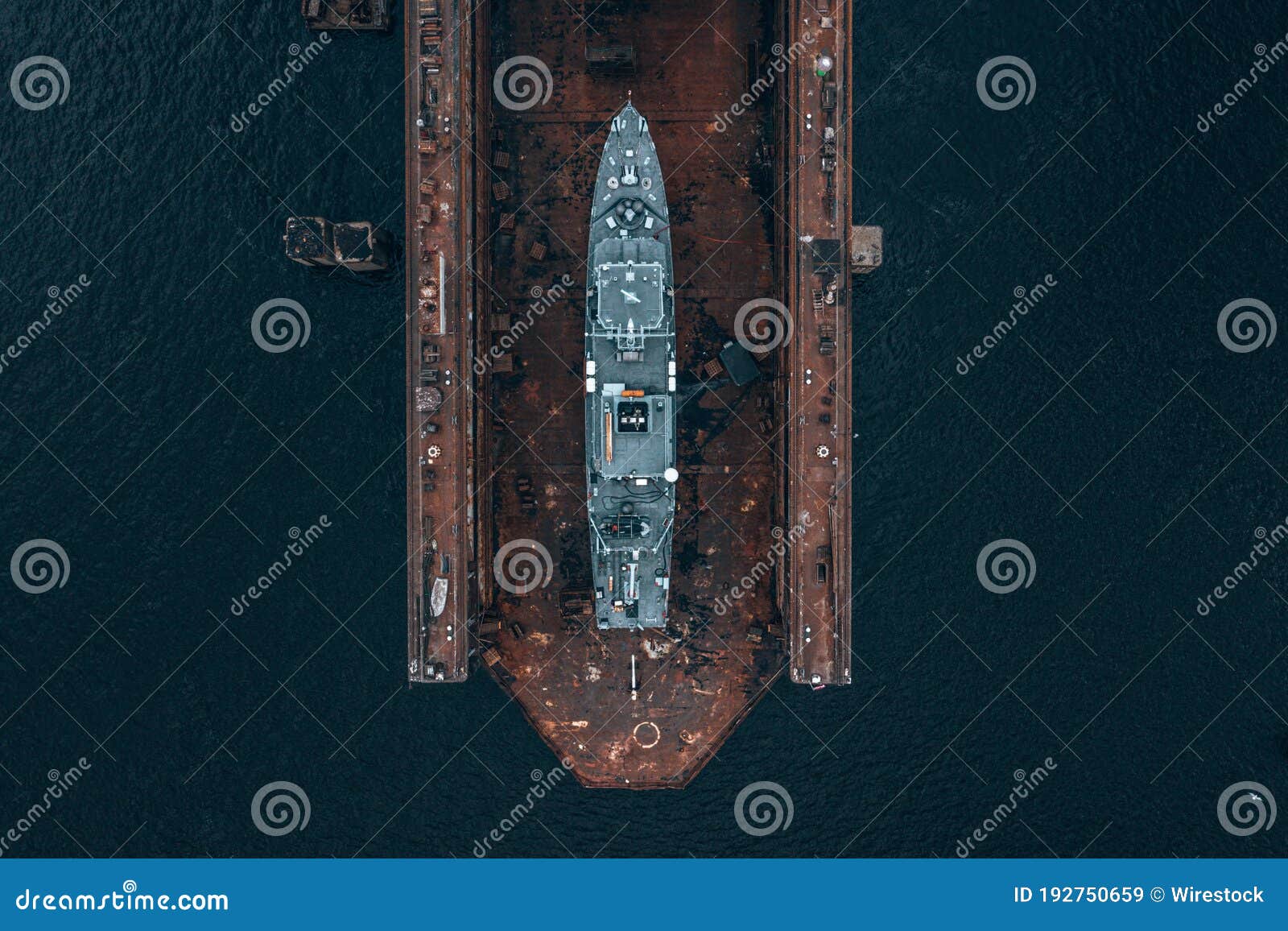 Aerial Shot of a Ship on a Floating Dock at Daylight in Riga, Latvia ...