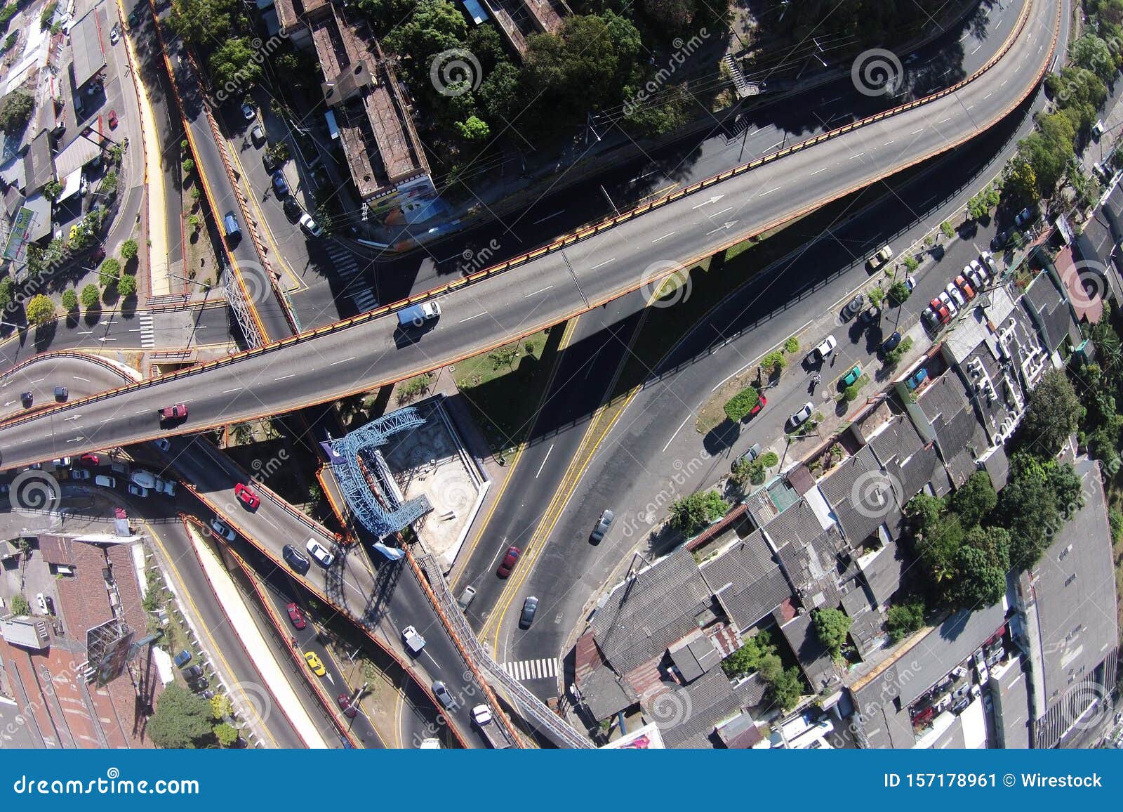 Aerial Shot of an Urban City Road Intersections Stock Image - Image of ...