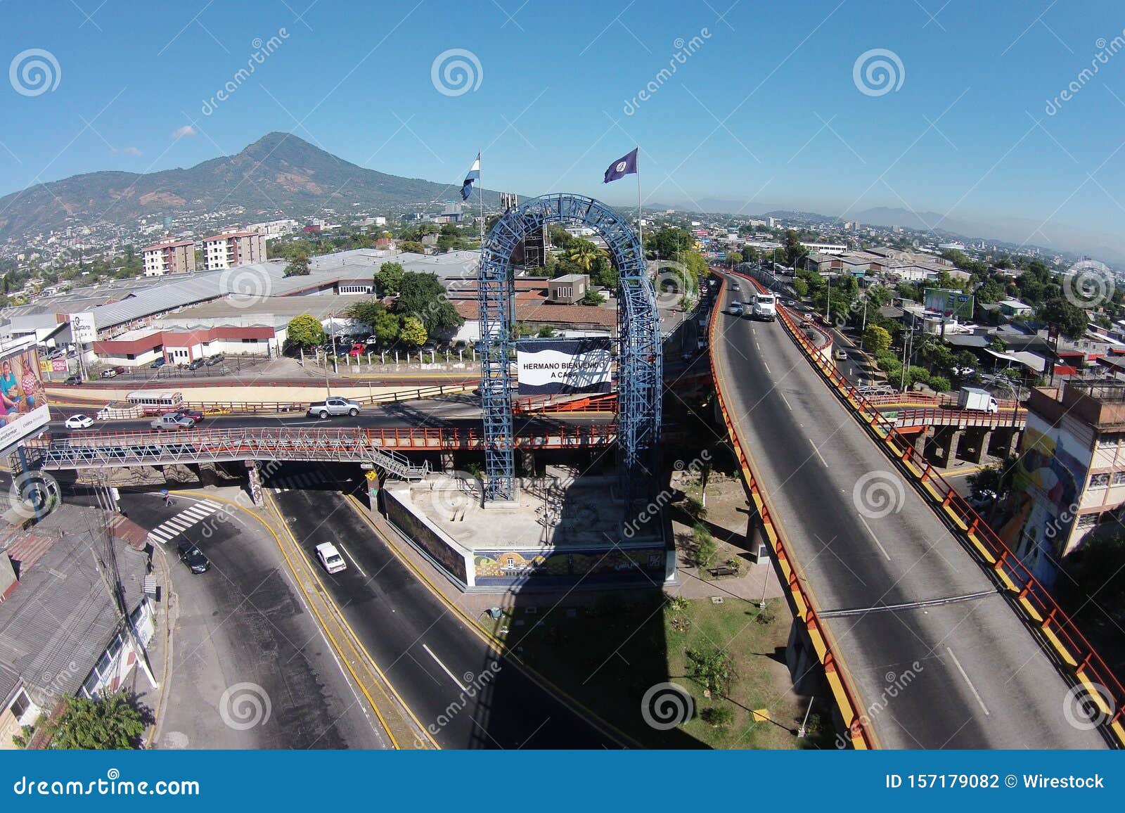 Aerial Shot of an Urban City Road Intersections Stock Photo - Image of ...