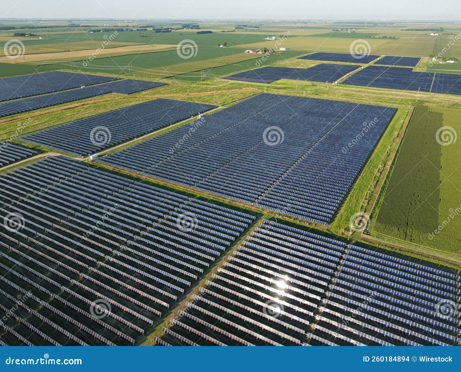 Aerial Shot of a Wide Solar Panel Farm Stock Photo - Image of summer ...