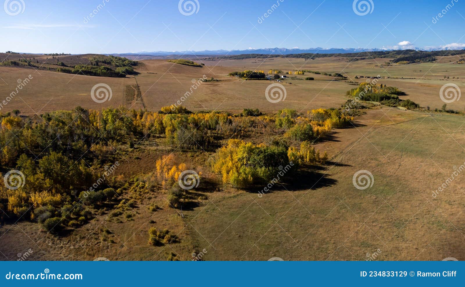 Aerial Shot of a Working Ranch in Fall Colours Stock Image - Image of ...