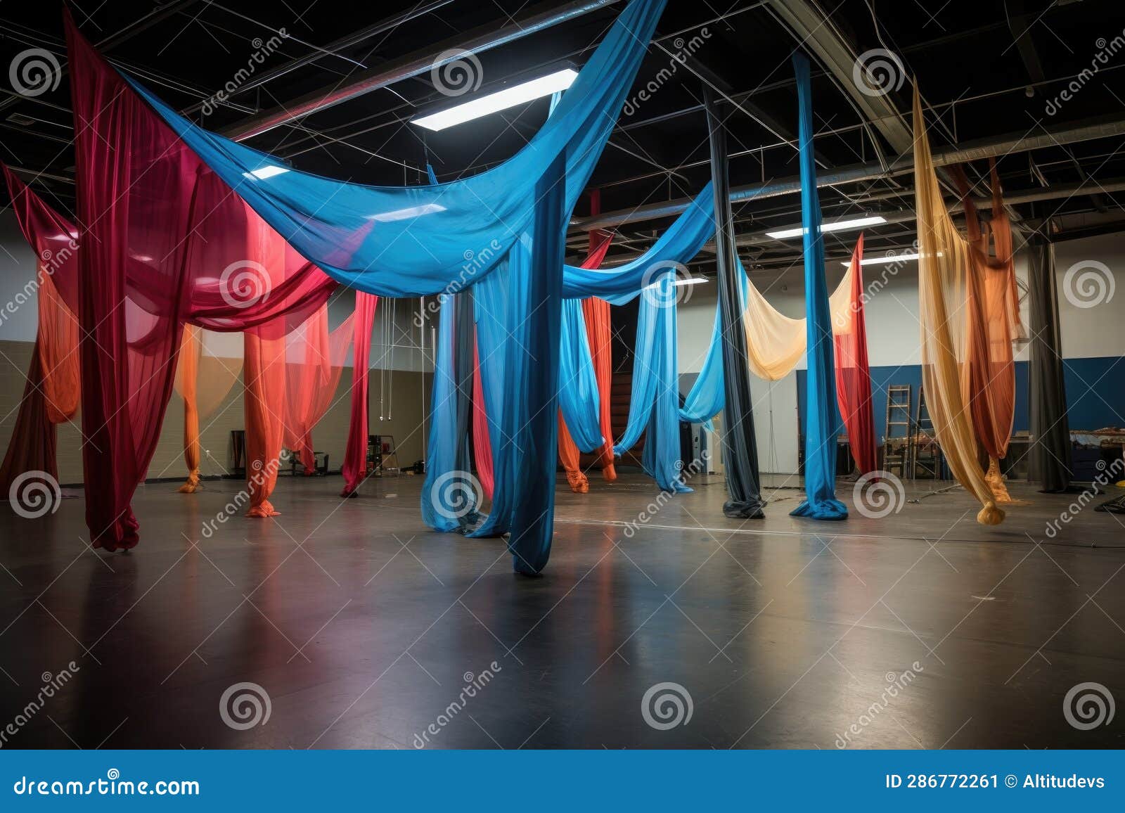 Aerial Silks Setup with Focus on Rigging and Anchors Stock Image ...