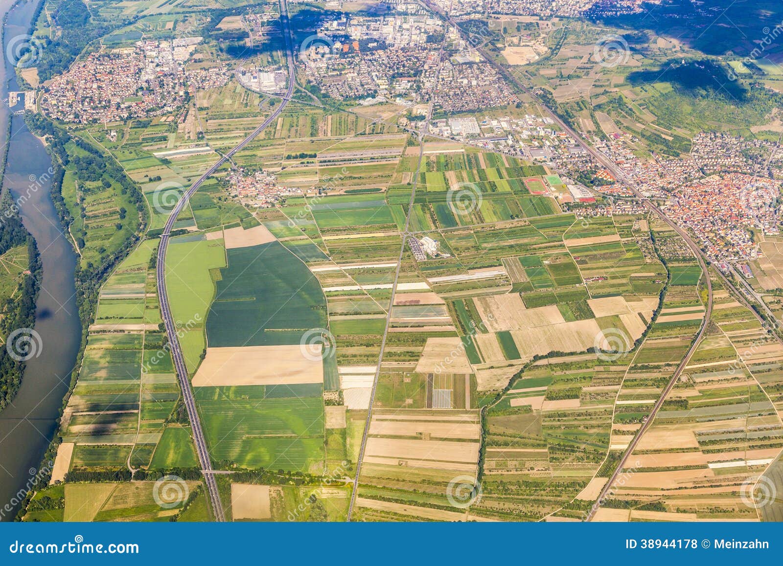 Aerial of Small Village with Fields Stock Photo - Image of agriculture ...