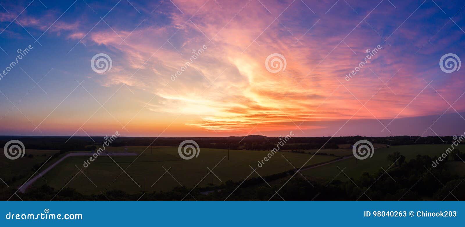 Aerial Sunset Over Midwest Land Stock Image - Image of pink, horizon ...