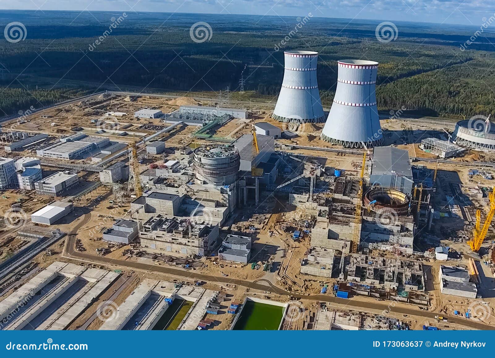 Aerial Survey of a Nuclear Power Plant Under Construction. Insta Stock ...