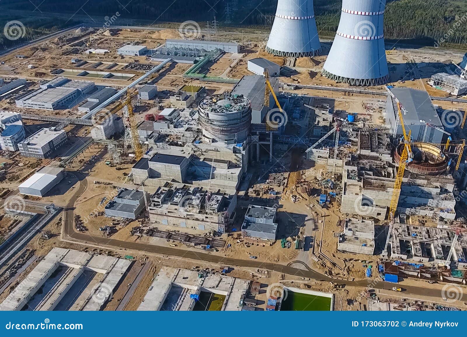 Aerial Survey of a Nuclear Power Plant Under Construction. Insta Stock ...