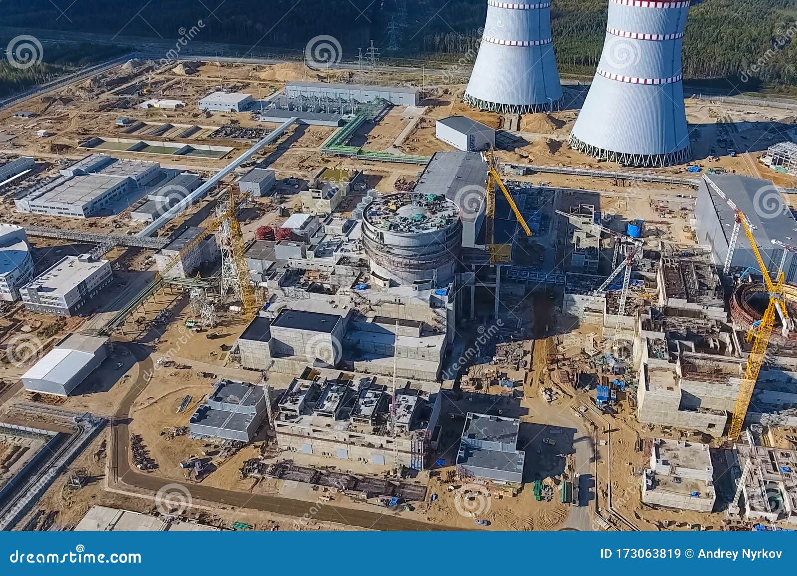 Aerial Survey of a Nuclear Power Plant Under Construction. Insta Stock ...