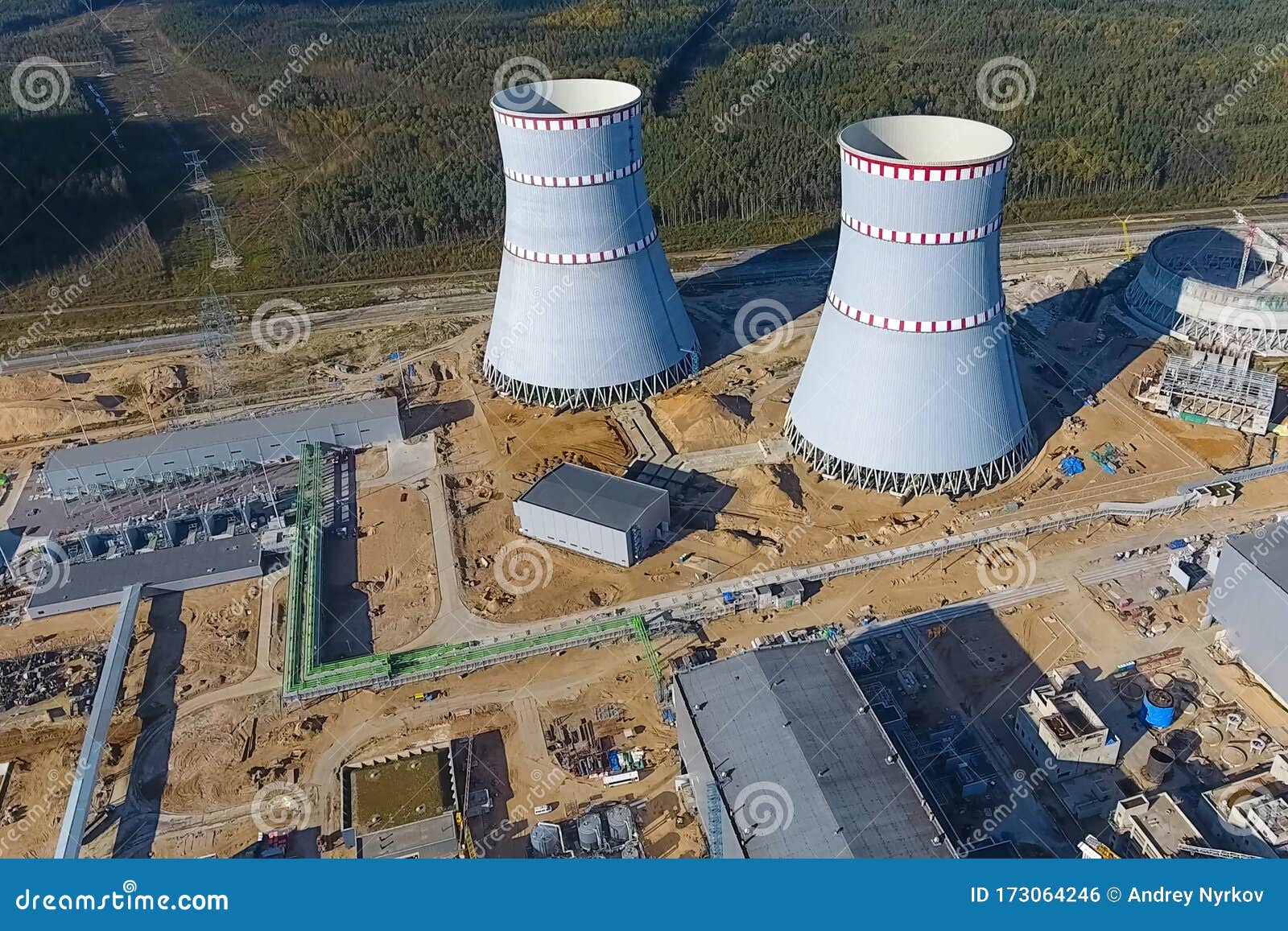 Aerial Survey of a Nuclear Power Plant Under Construction. Insta Stock ...
