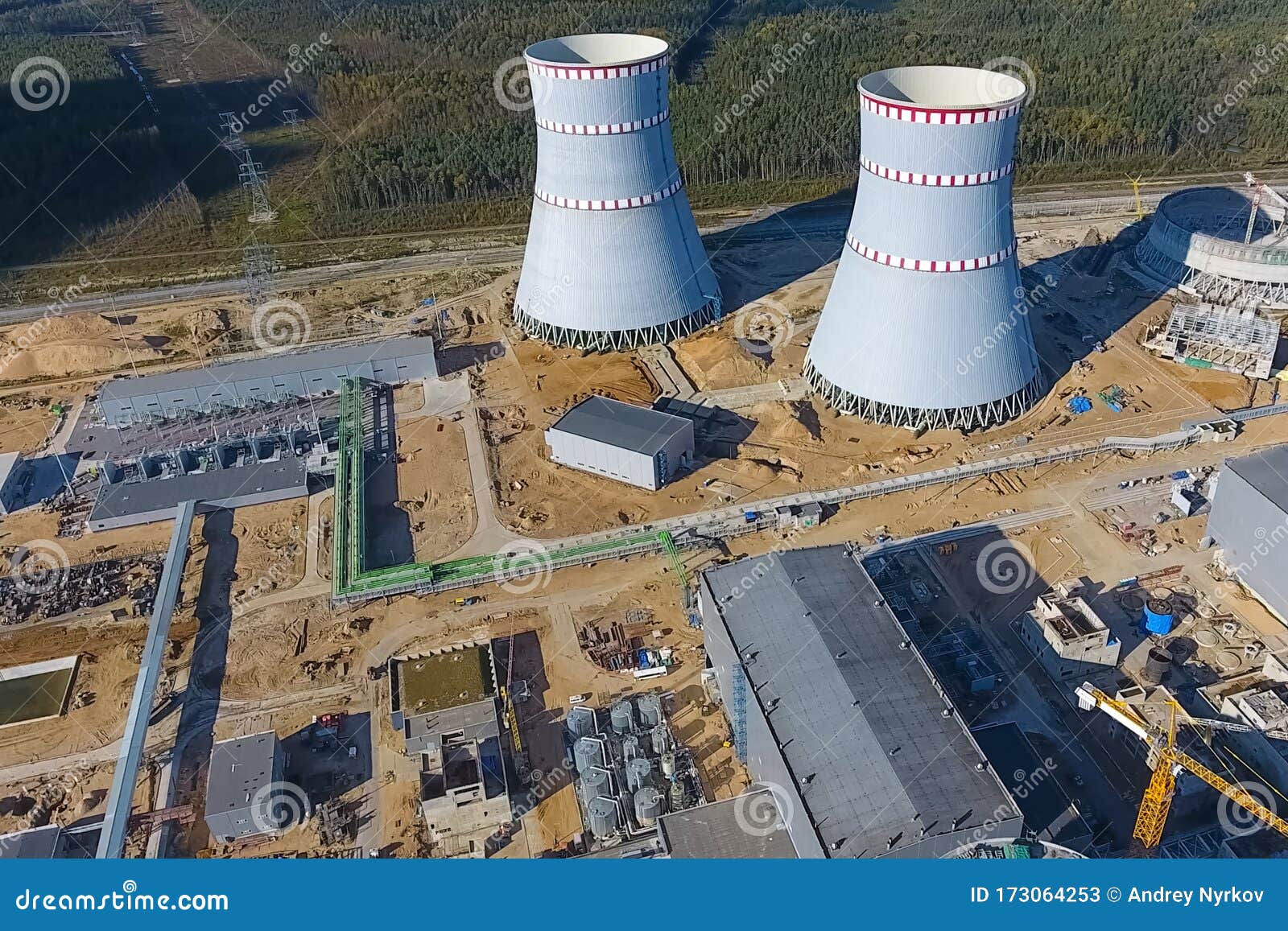 Aerial Survey of a Nuclear Power Plant Under Construction. Insta Stock ...