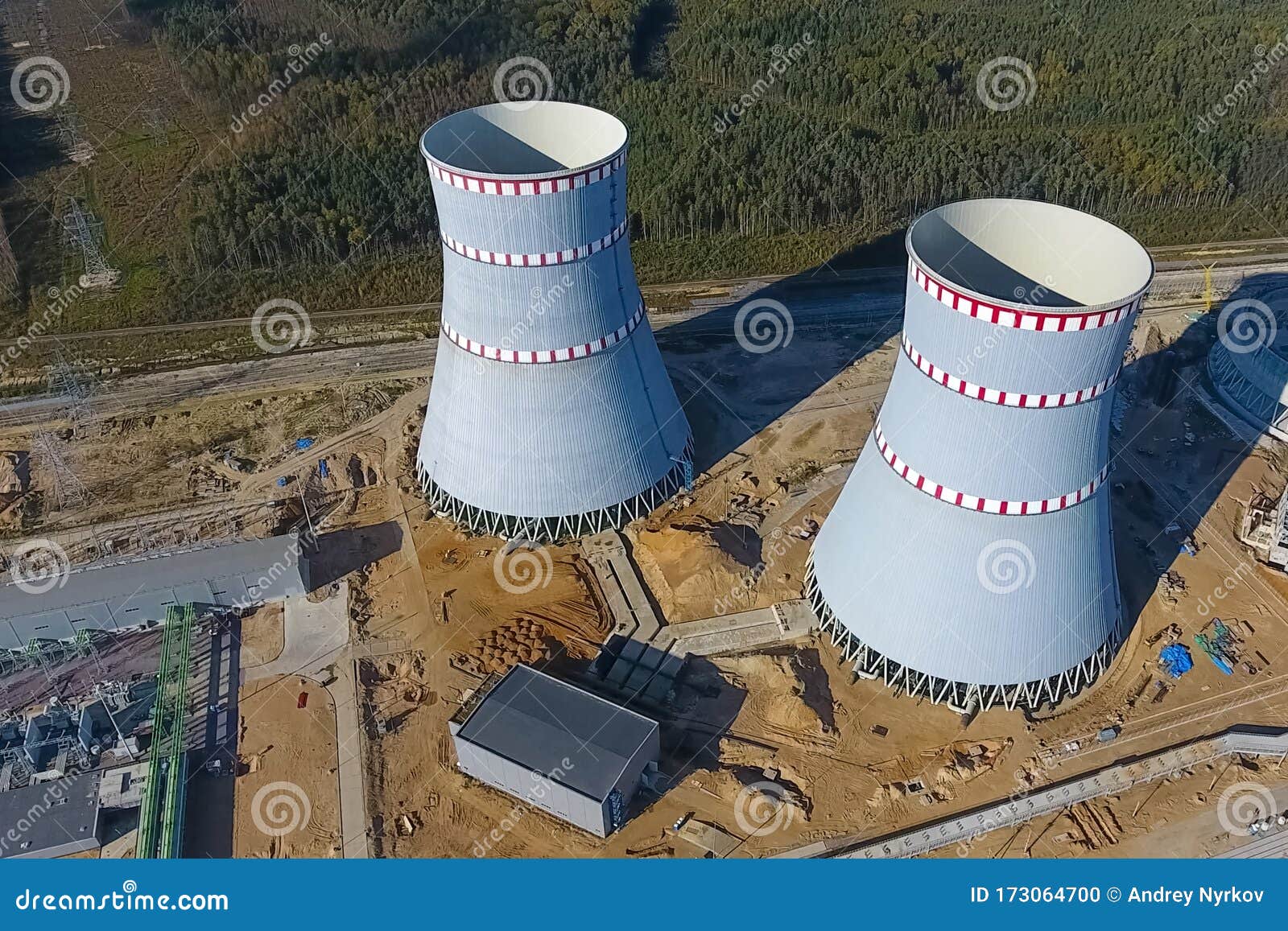 Aerial Survey of a Nuclear Power Plant Under Construction. Insta Stock ...