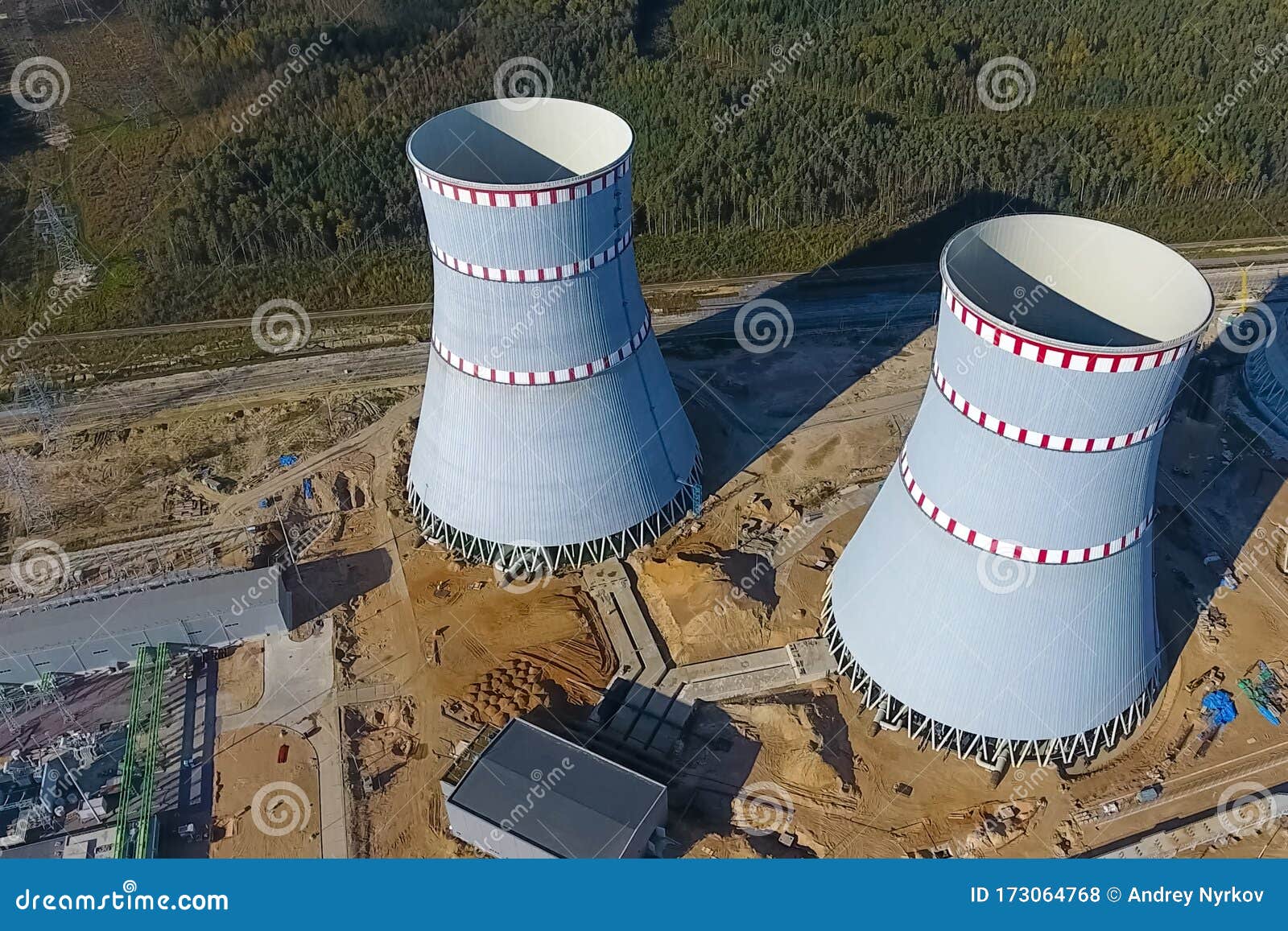 Aerial Survey of a Nuclear Power Plant Under Construction. Insta Stock ...