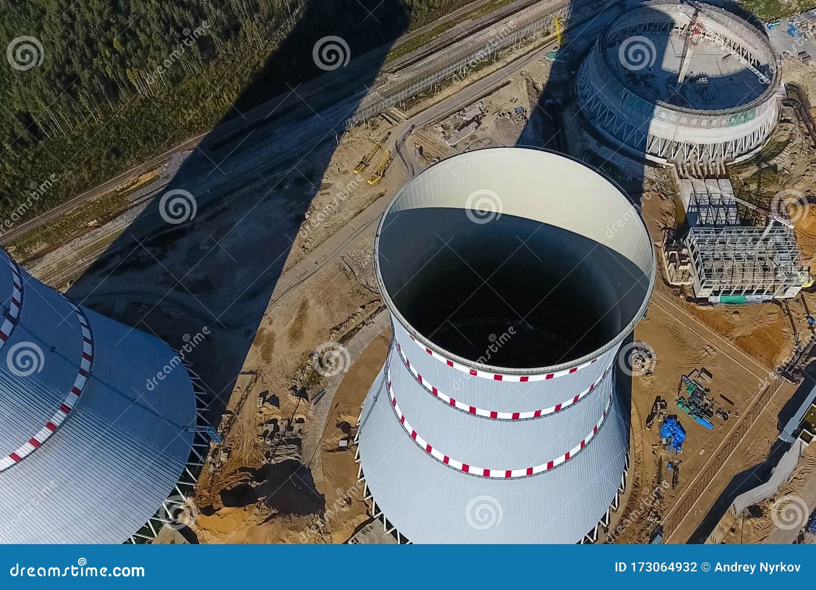Aerial Survey of a Nuclear Power Plant Under Construction. Insta Stock ...