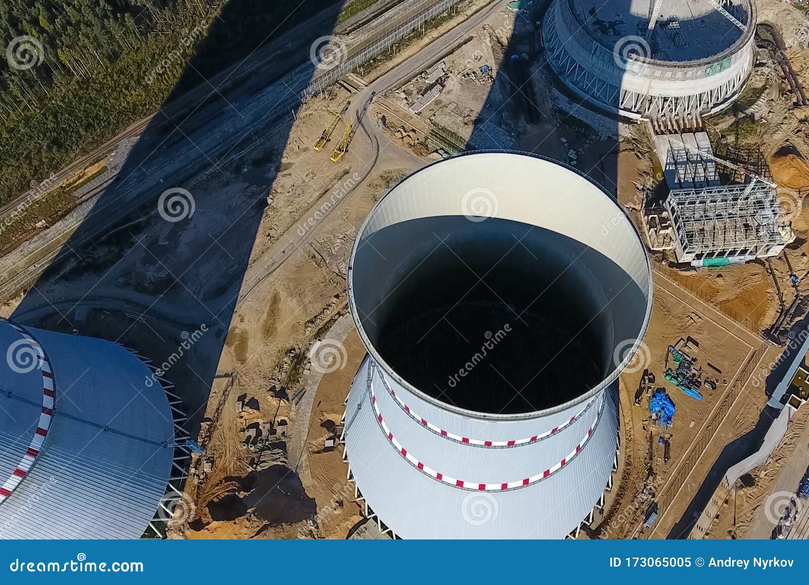Aerial Survey of a Nuclear Power Plant Under Construction. Insta Stock ...