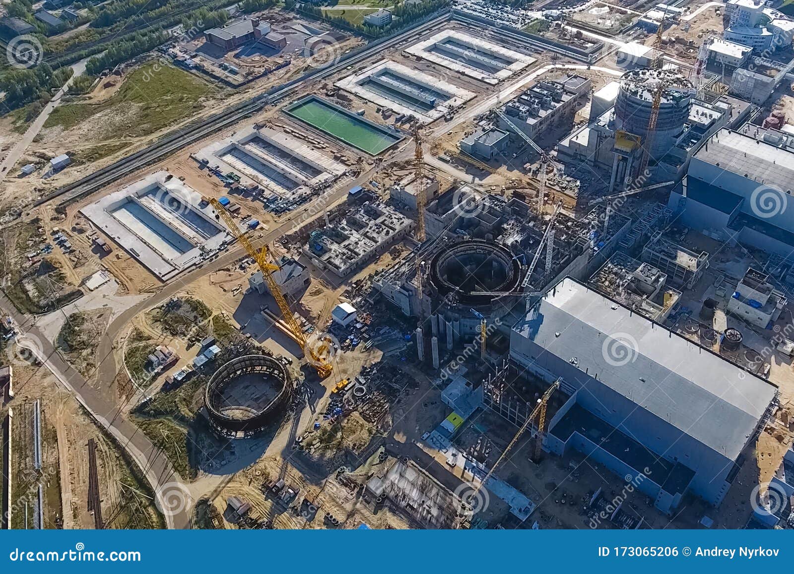 Aerial Survey of a Nuclear Power Plant Under Construction. Insta Stock ...
