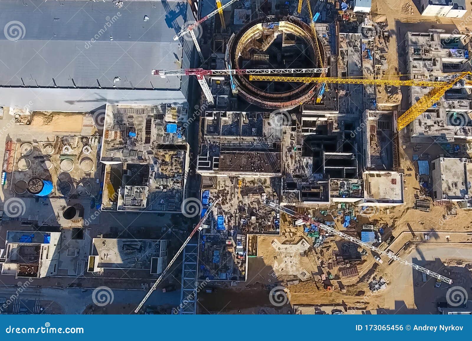 Aerial Survey Of A Nuclear Power Plant Under Construction. Insta Stock ...