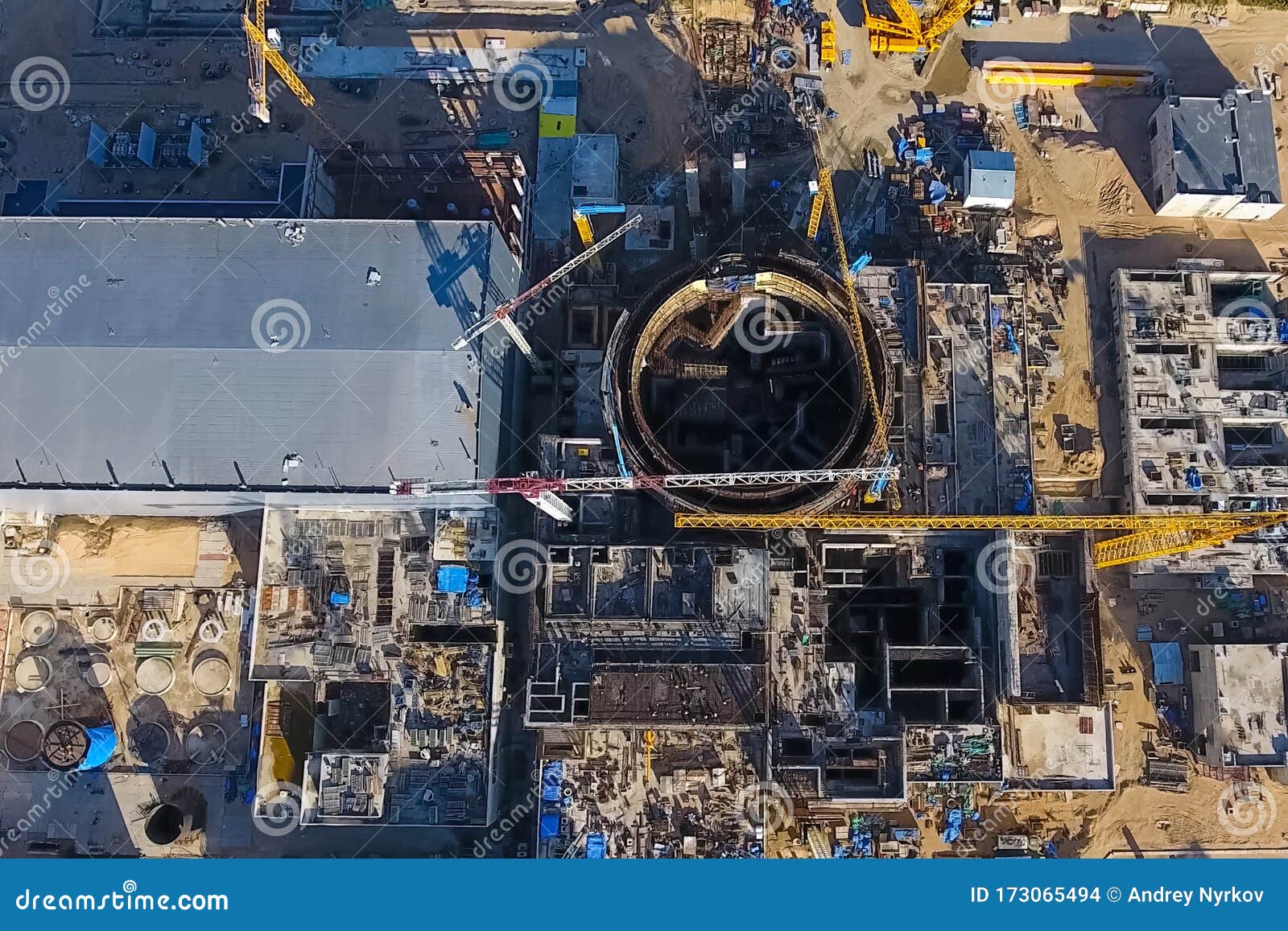 Aerial Survey Of A Nuclear Power Plant Under Construction. Insta Stock ...