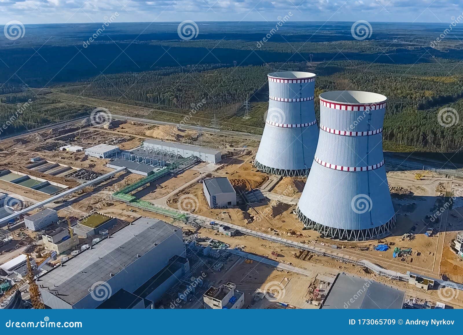 Aerial Survey of a Nuclear Power Plant Under Construction. Insta Stock ...