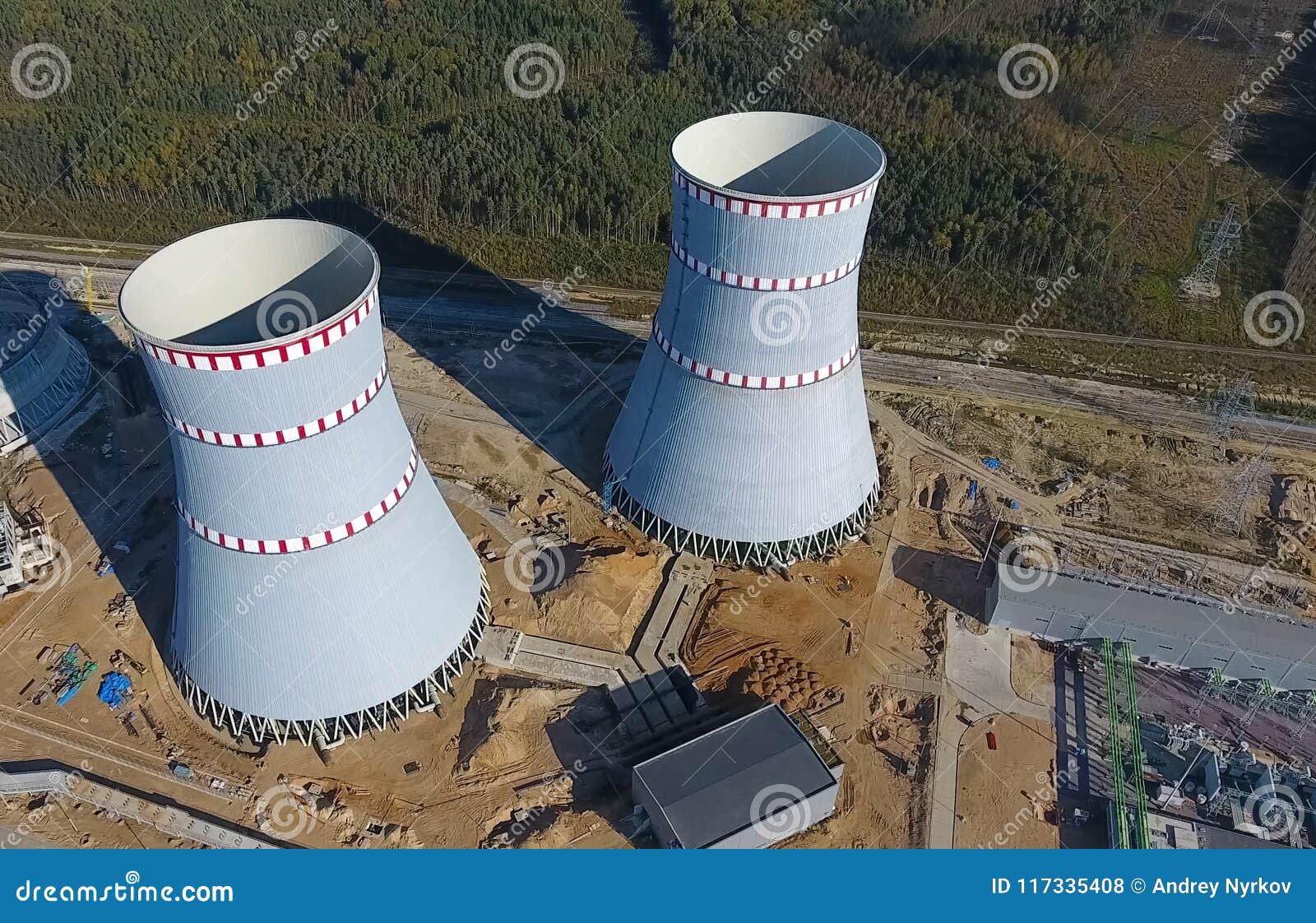 Aerial Survey of a Nuclear Power Plant Under Construction. Installation ...